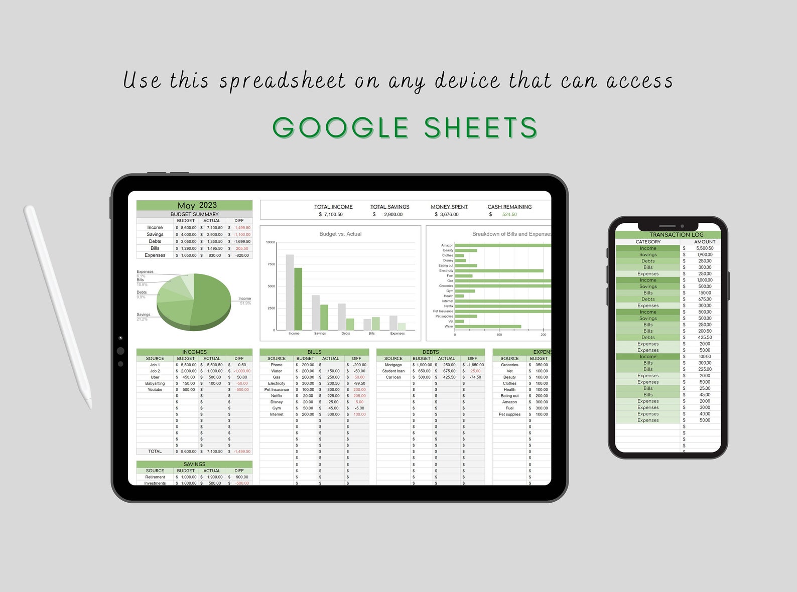 Monthly Budget Spreadsheet Google Sheets, Personal Budget, Budget ...