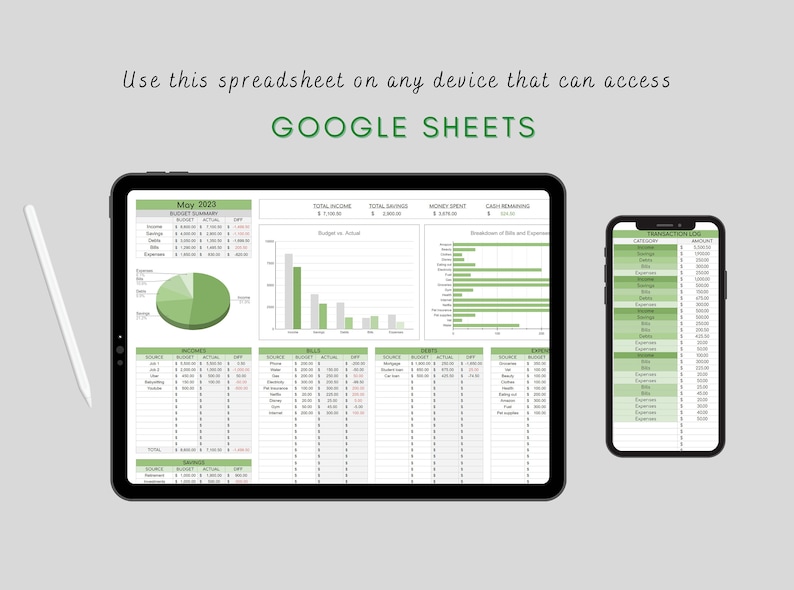 Monthly Budget Spreadsheet Google Sheets, Personal Budget, Budget ...