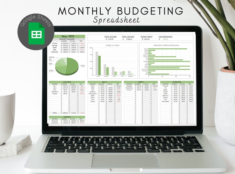 Google Sheets Budget Template, Ultimate Digital Budget Planner ...
