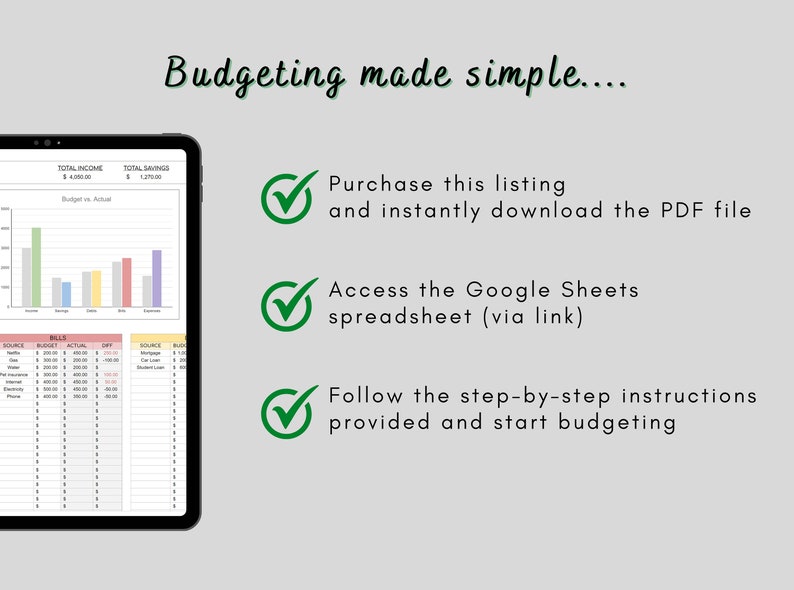Digital Budget Planner, Google Sheets Budget, Finance Planner, Simple ...