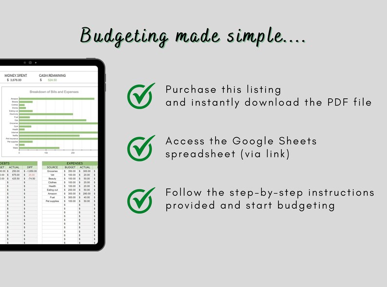Google Sheets Budget Template, Ultimate Digital Budget Planner ...