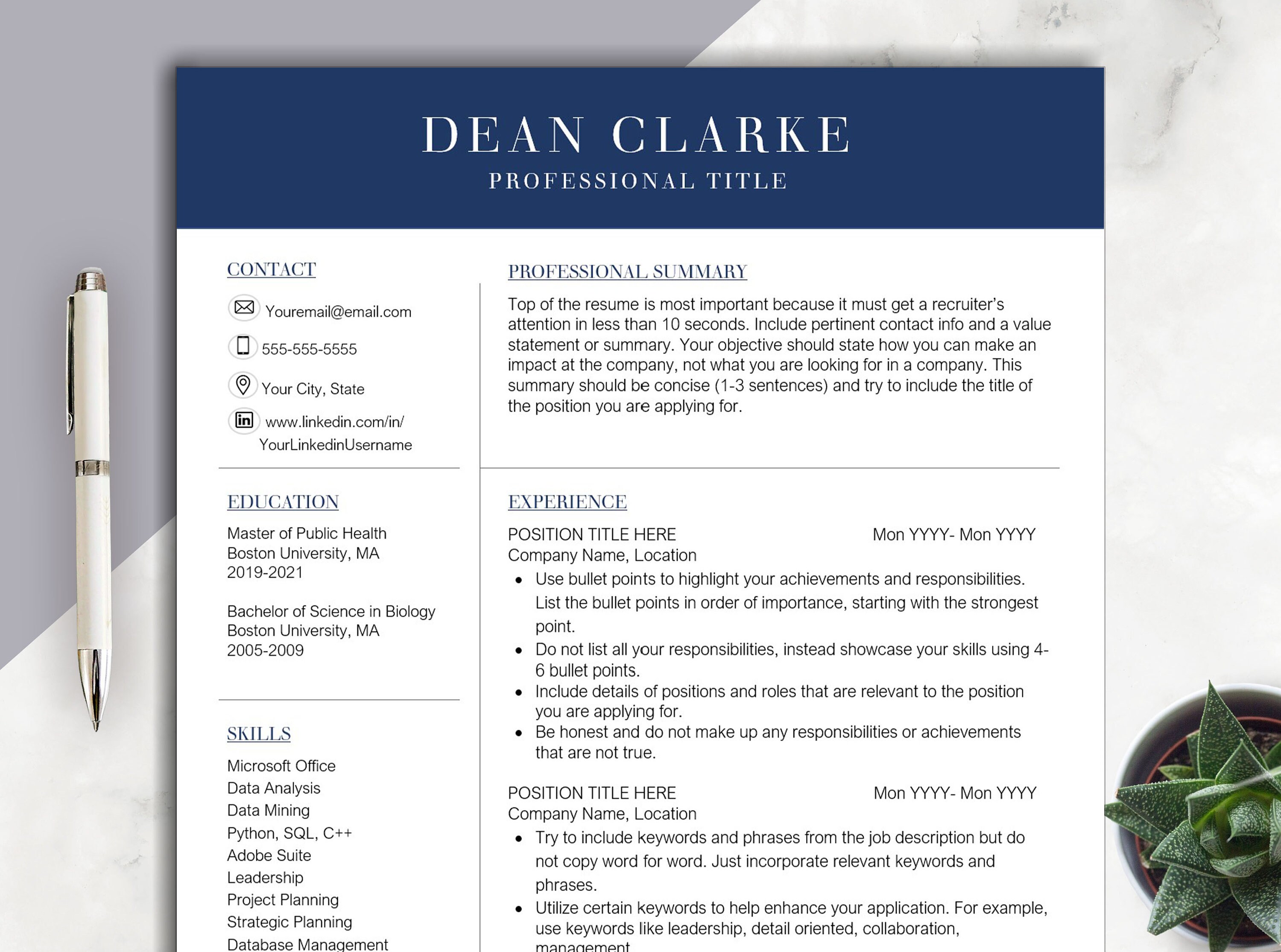 CV Word Template MS Word Resume Word Resume Template Professional ...