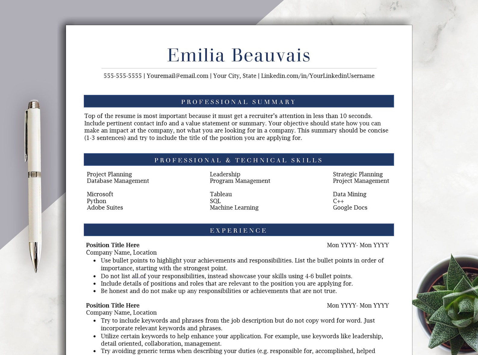 Word Resume Template for Men Word CV Template for Men Modern Resume ...