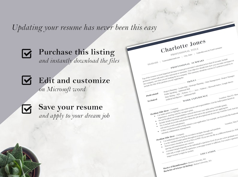 ATS Friendly Word CV Template, ATS Resume Professional Minimalistic ...