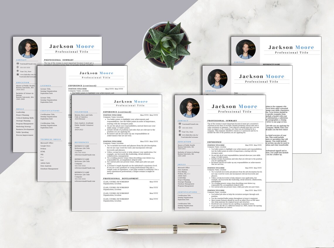 Photo Resume Template, Resume Template for MS Word, Professional Modern ...