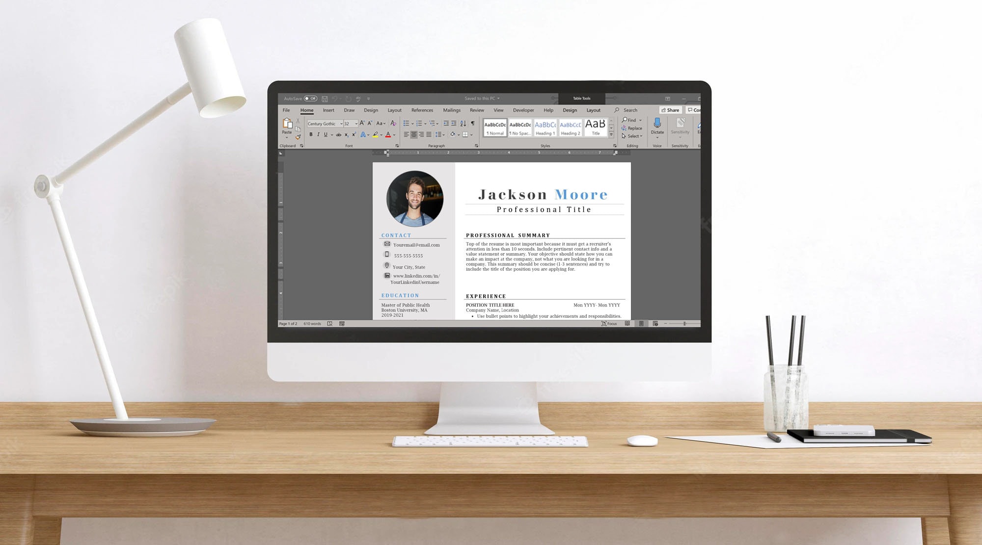 CV Photo Template MS Word Resume Word Photo Resume - Etsy