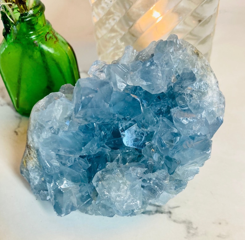 Raw Celestite Crystal Cluster: Ethically Sourced Freeform Geode - Etsy