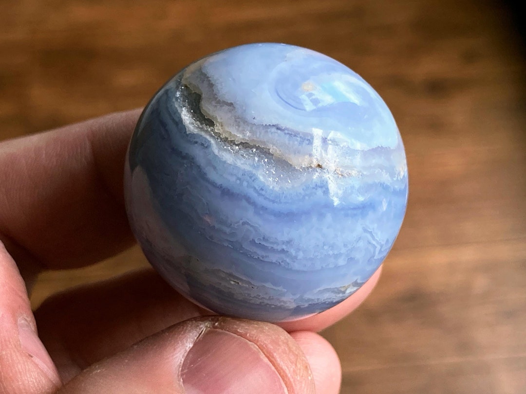 Natural Blue Lace Agate Sphere 66 Grams. Hand Shaped & Polished From ...