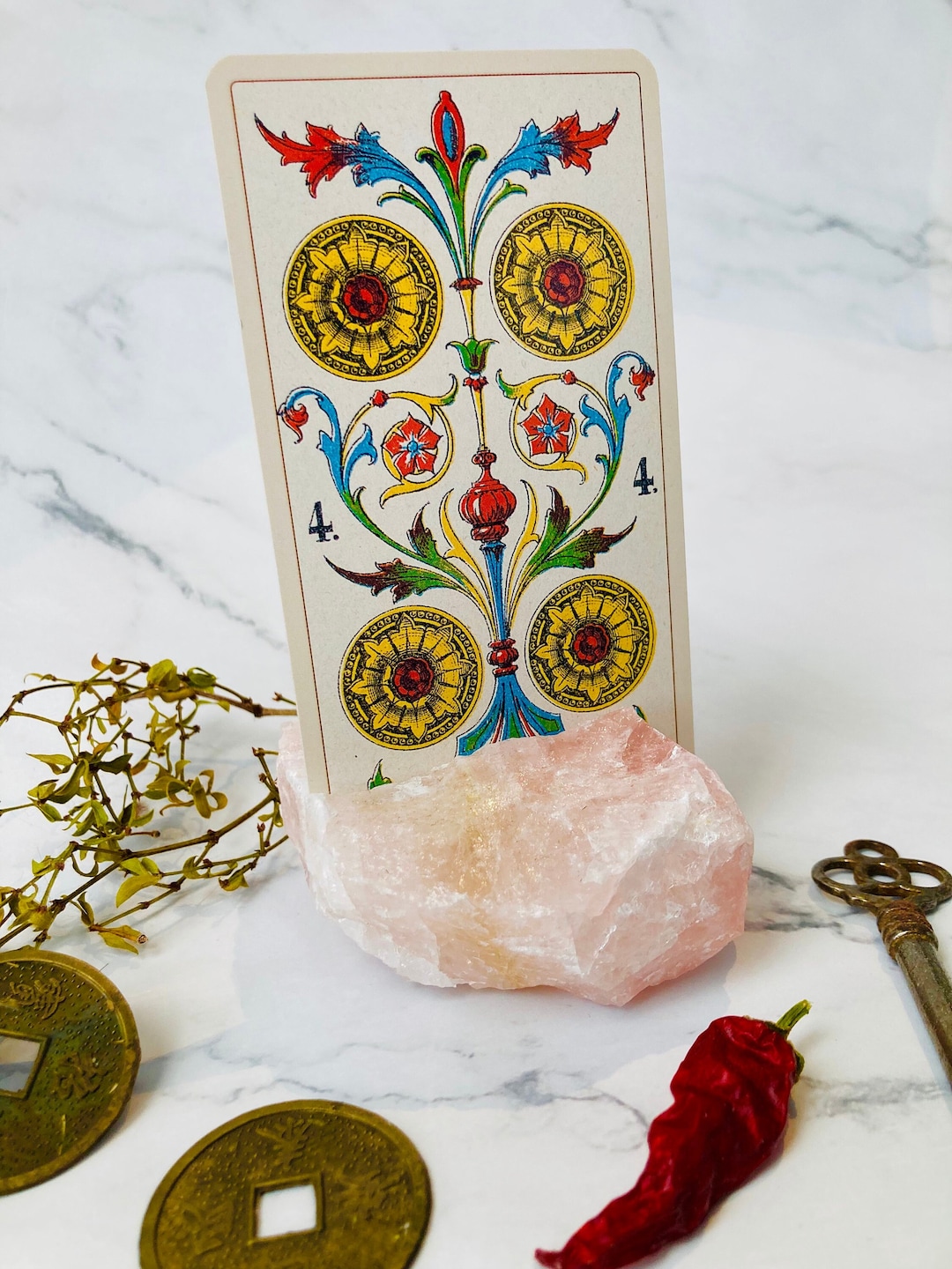 Rough Natural Rose Quartz Tarot / Oracle Card Holder Ethically and Faire Trade Sourced. Crystal ...