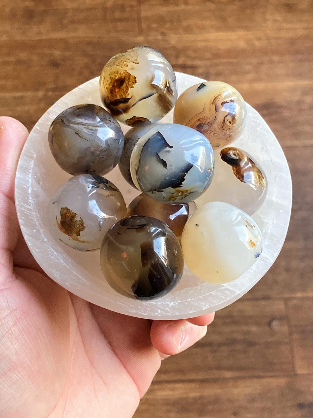 Dendritic Agate Sphere Shaped Tumbled Stone | Natural Crystal for Root ...