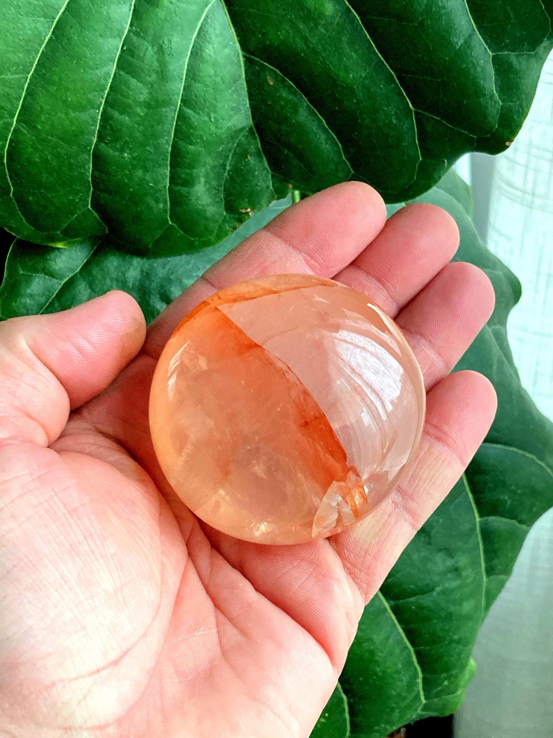 Large Red Healer / Fire Quartz Palm Stone Hand Carved & Polished ...