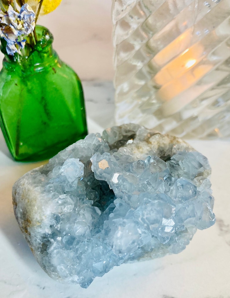 Raw Celestite Crystal Cluster: Ethically Sourced Freeform Geode - Etsy