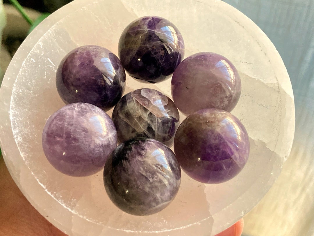 Chevron Dream Amethyst Mini gumball Sphere. Hand Carved & Polished ...