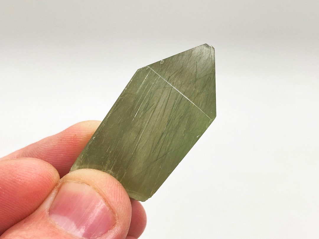 Phantom Green Quartz With Rutile Polished Point. 29 Grams. Hand Carved ...