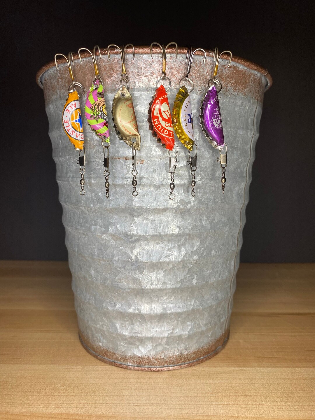 Bottle Cap Fishing Lures 6 Pack Assortment - Etsy