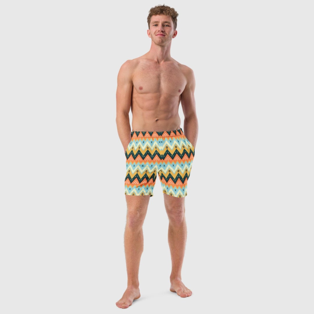 Aztec Inspired Swim Trunks for Men Board Shorts Mens Bathing Suit Surf ...