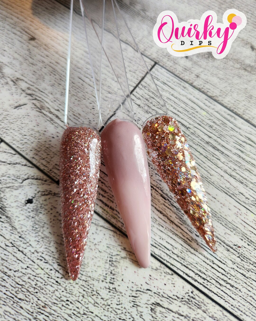 Rosé Soirée Trio- Rose Gold Glitter Dip Powder, Nail Dip Powder ...