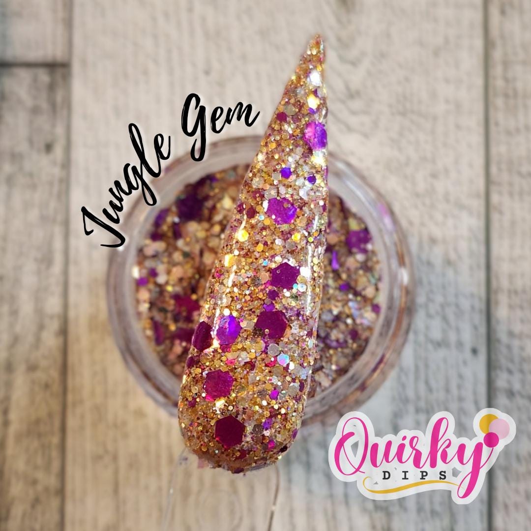 Jungle Gem Dip Powder - Gold and Purple Glitter Dip Powder, Acrylic Dip ...