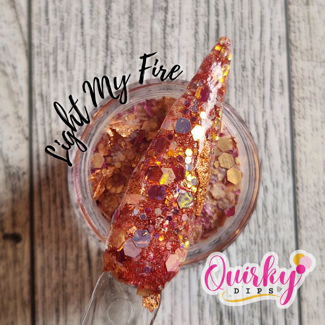 Light My Fire Dip Powder - Pink and Bronze Glitter Foil Dip Powder, Dip ...