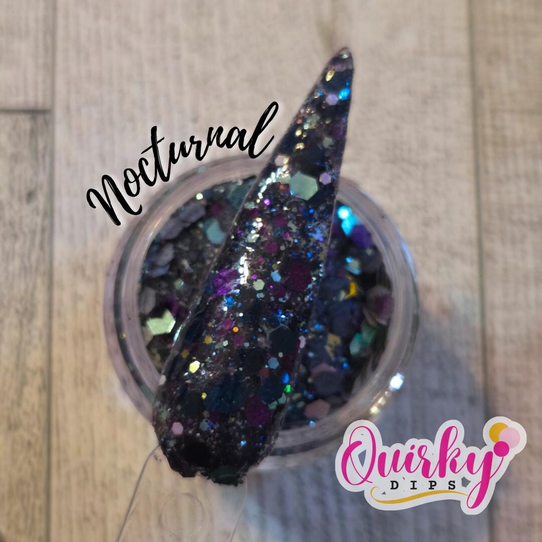 Nocturnal Dip Powder - Blue Purple Teal Chunky Glitter Dip Powder ...