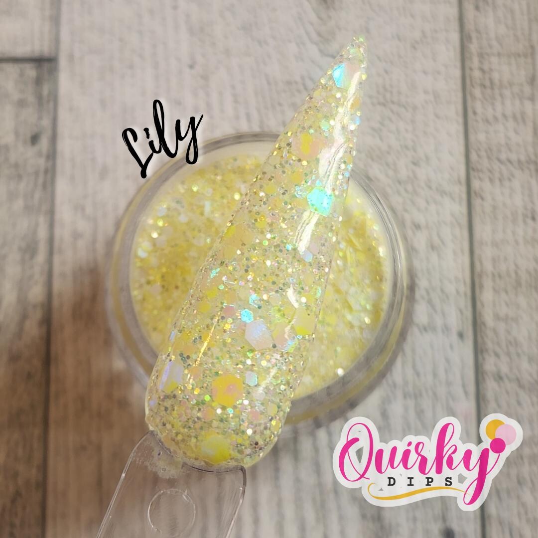 Lily - Pastel Yellow Chunky Glitter Dip Powder, Acrylic Dip Powder ...