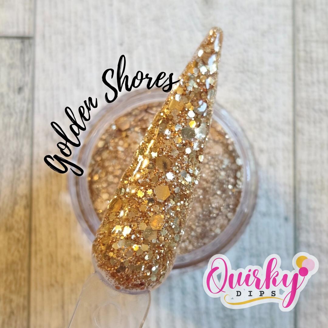 Golden Shores Dip Powder - Gold Chunky Glitter Dip Powder, Gold Nail ...