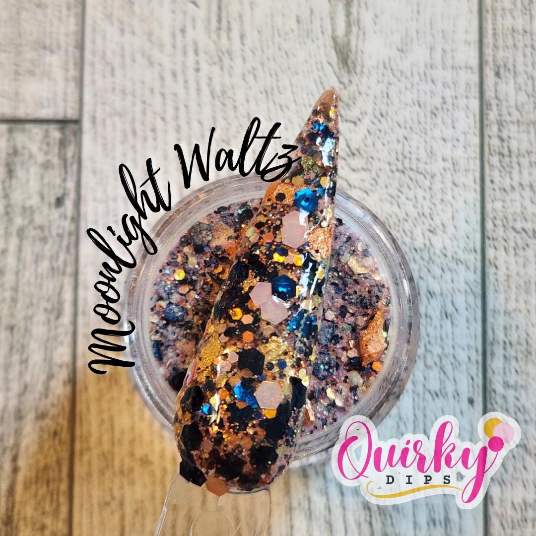 Moonlight Waltz Green, Blue, and Gold Glitter Dip Powder, Quirky Dips ...