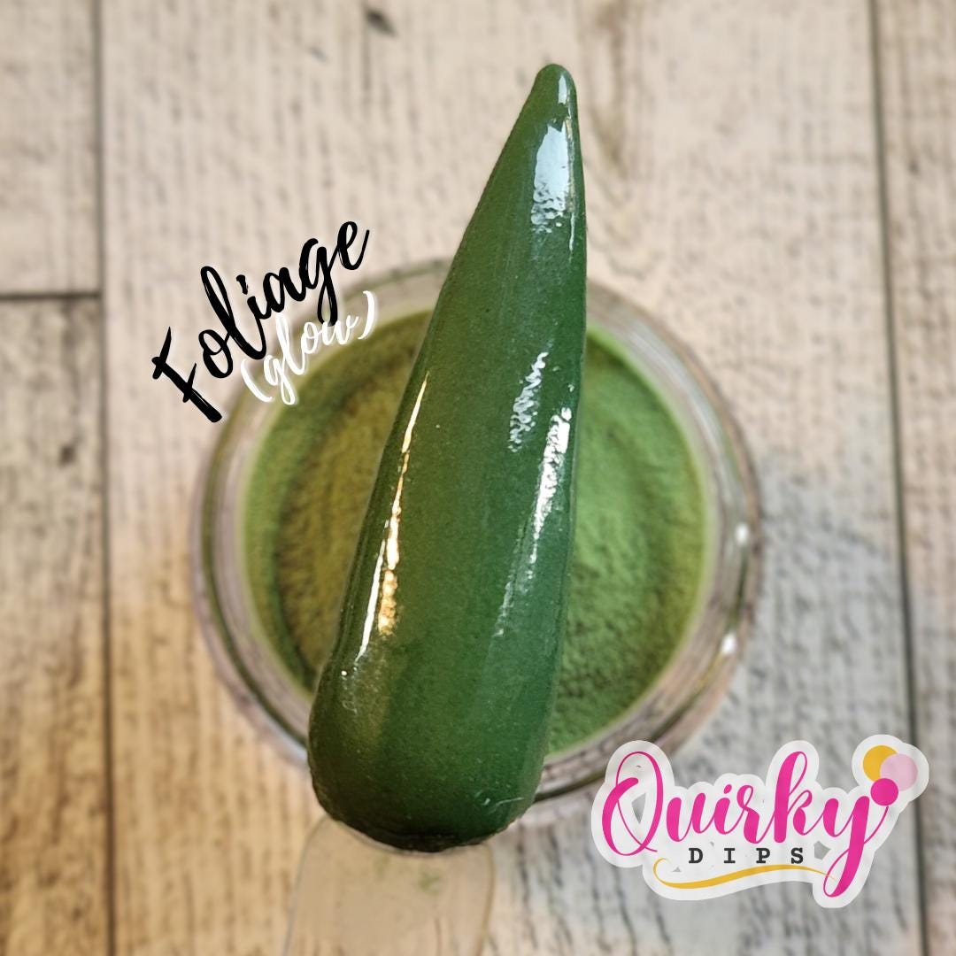 Foliage Dip Powder - Olive Green Glow Dip Powder, Acrylic Dip Powder ...