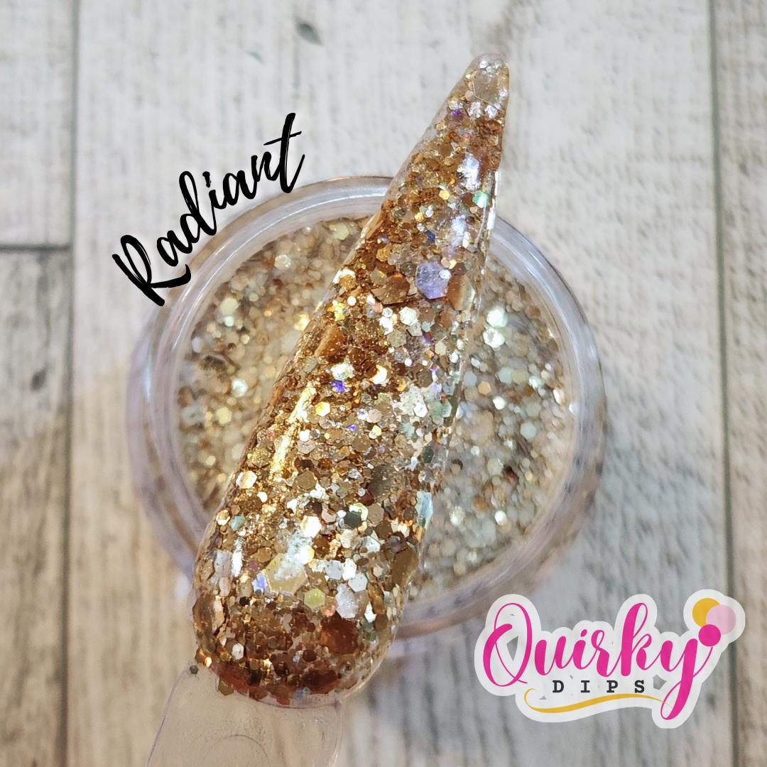 Radiant Dip Powder - Gold Glitter Dip Powder, Gold Nail Dip, Black ...