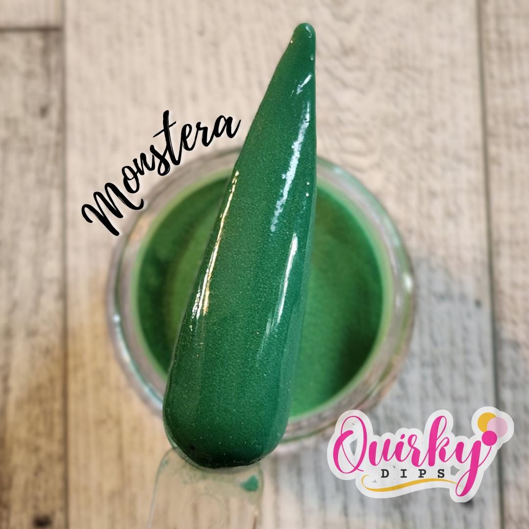 Monstera Dip Powder - Emerald Green Dip Powder, Acrylic Dip Powder ...