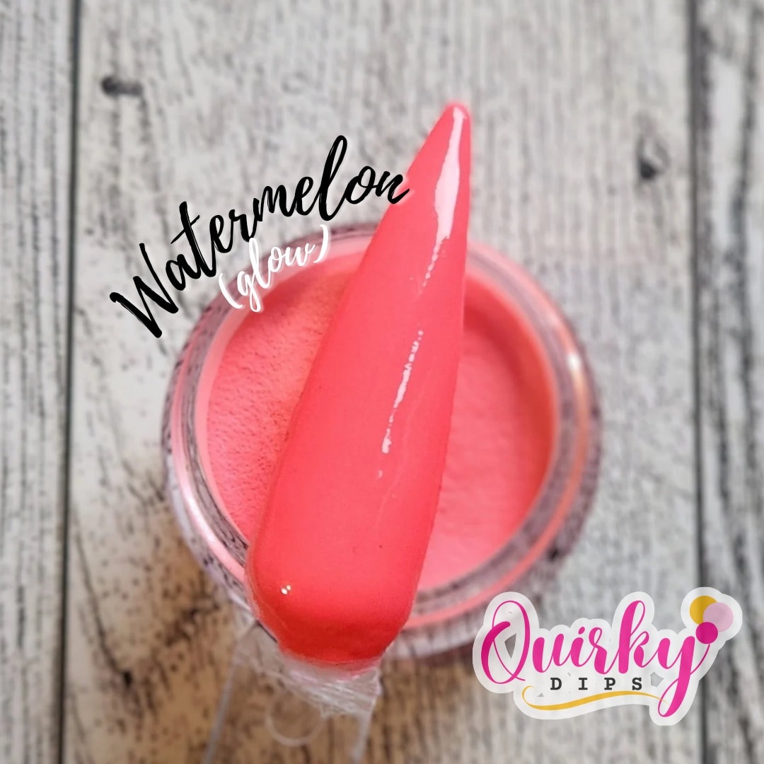 Watermelon Dip Powder - Glow Dip Powder, Hot Pink Dip Powder, Acrylic ...