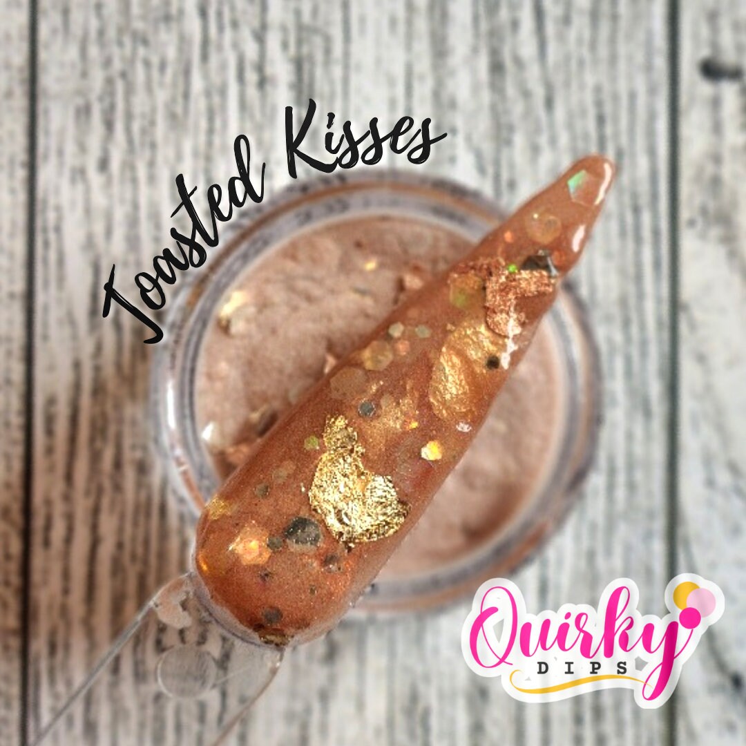 Toasted Kisses Dip Powder - Gold Glitter Dip Powder, Nude Glitter Dip ...