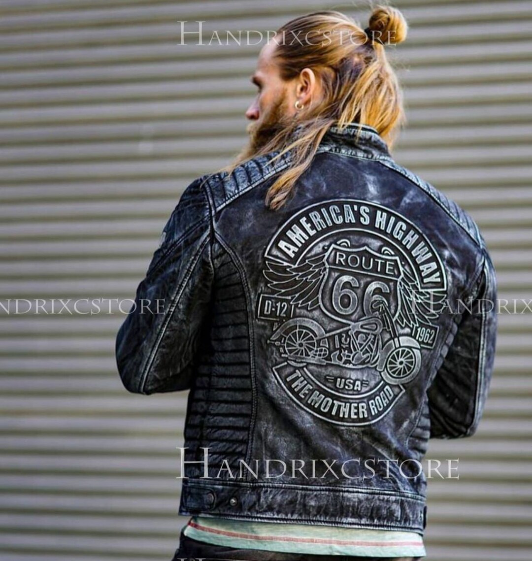 America's Highway Motorcycle Leather Jacket/ the Mother - Etsy