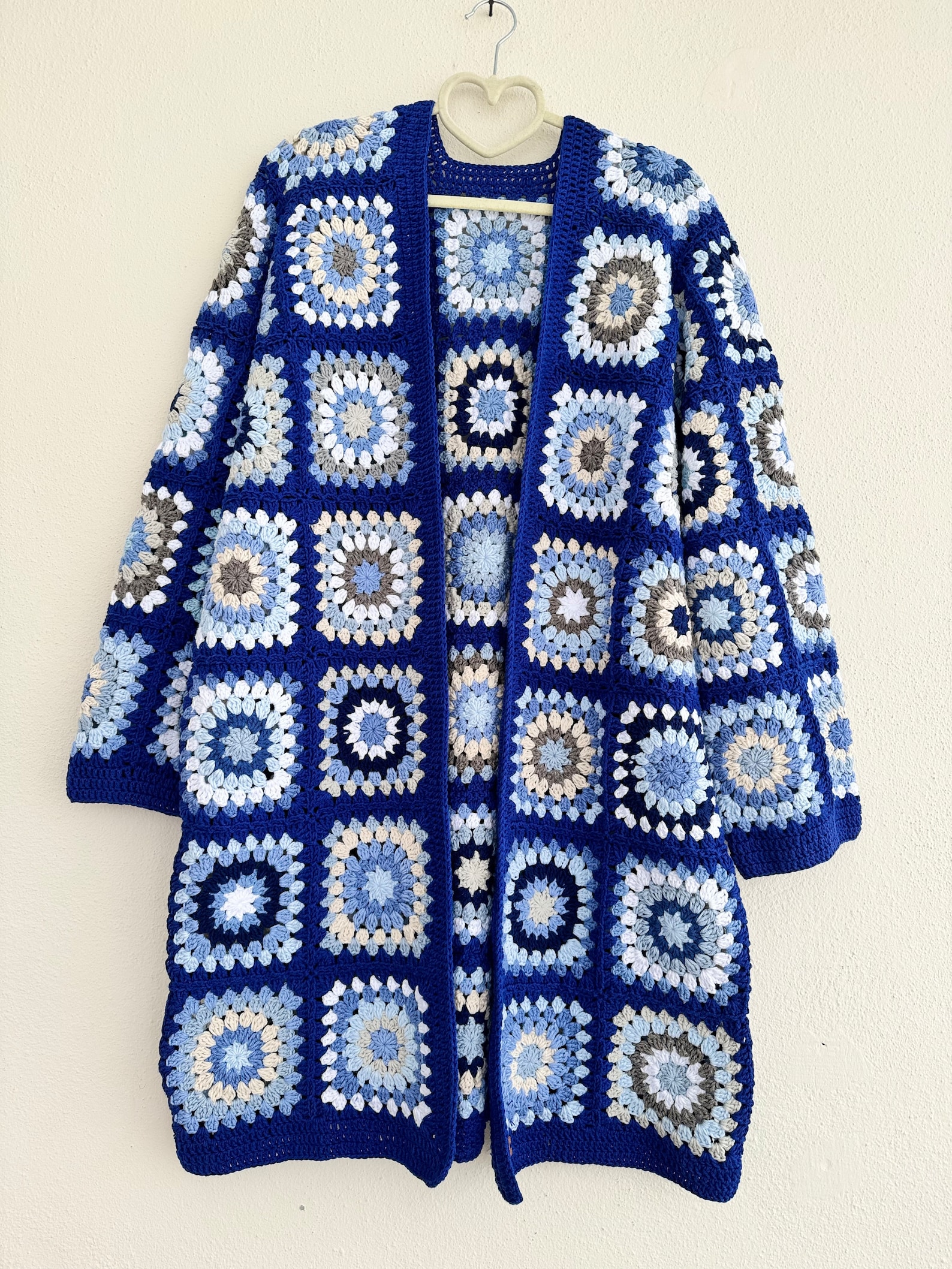 Crochet Granny Square Cardigan, Crochet Cardigan, Handmade Patchwork ...