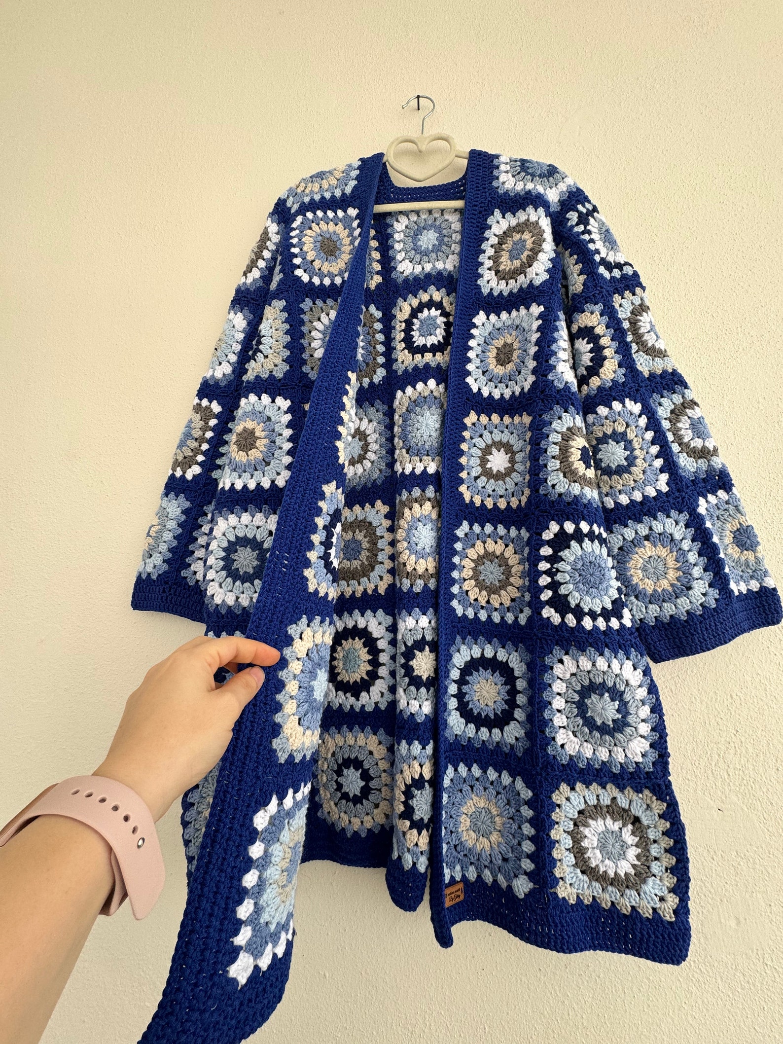 Crochet Granny Square Cardigan, Crochet Cardigan, Handmade Patchwork ...