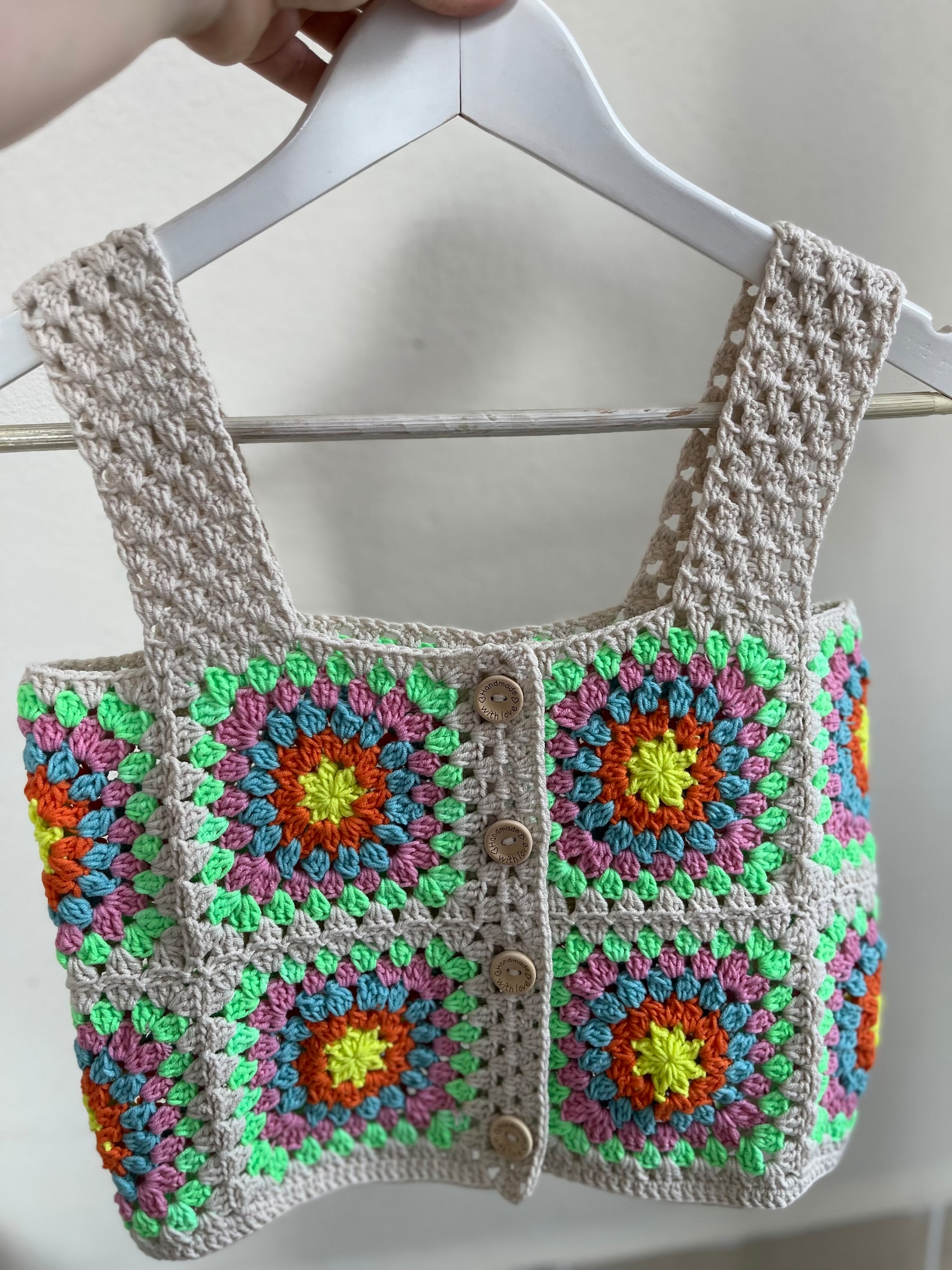 Granny Square Crop Top, Crochet Blouse, Handmade Bustier, Knited Afghan ...