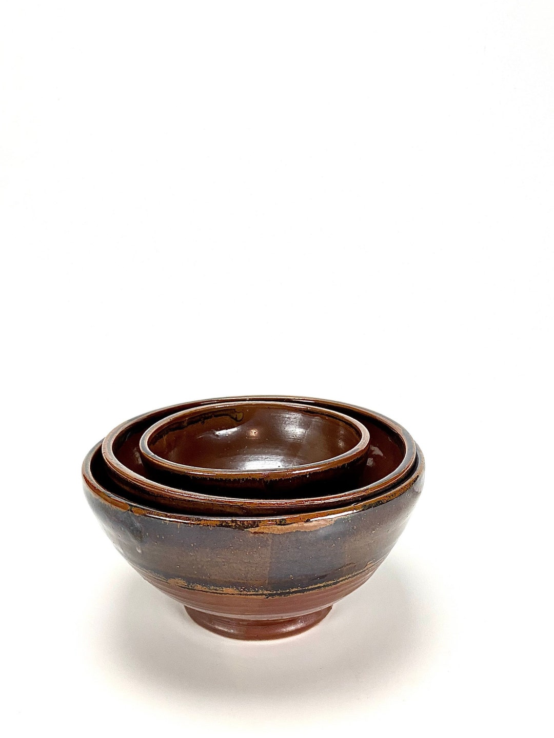 Set of Three Rustic Mixing Bowls - Etsy