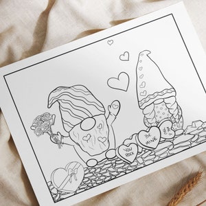 Valentine's Day Coloring Page Valentine's Day Gnome Coloring Kids ...