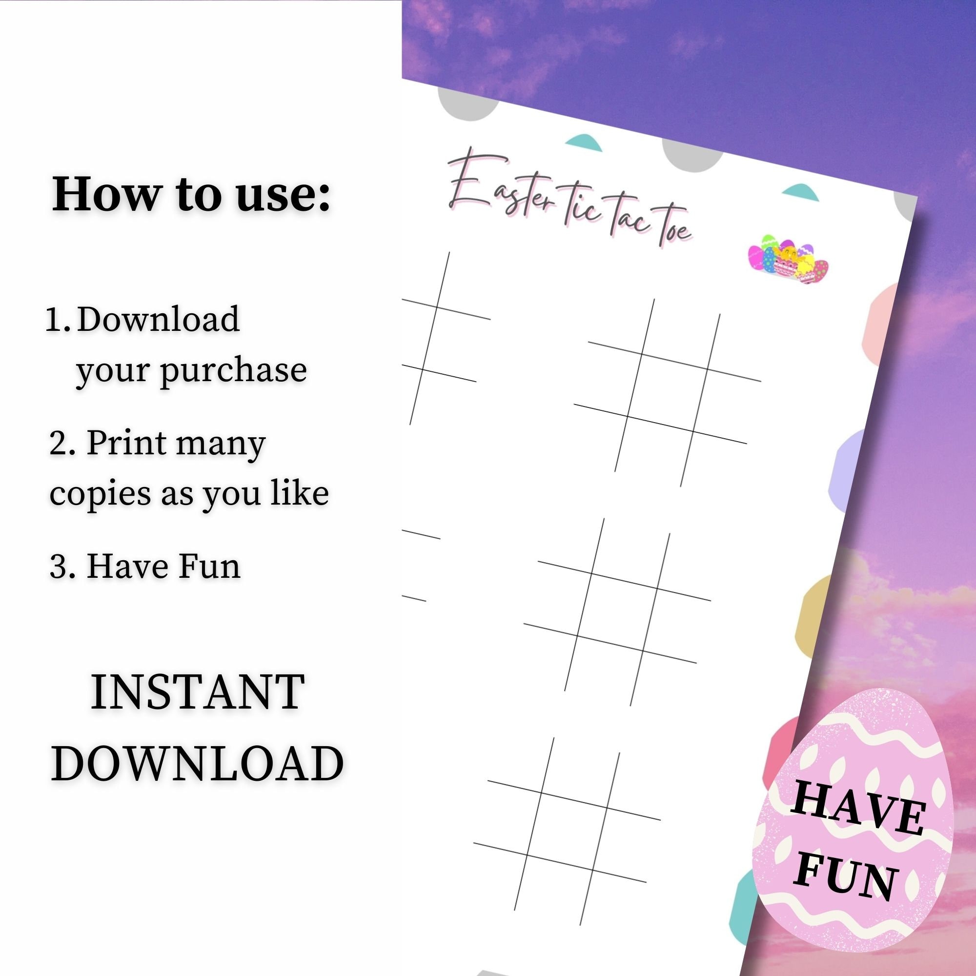 Fun Printable Easter Tic Tac Toe Game, Perfect for Kids, Adults, Easter ...
