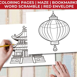 Chinese New Year Activities Bundle for Kids: Coloring Pages, Maze, Word ...