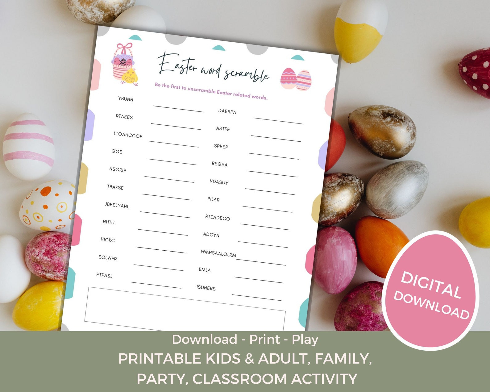 Easter Word Scramble Game, Family Fun (instant Download) - Etsy