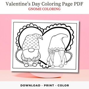 Valentine's Day Gnome Coloring Page | Printable Craft for Kids ...