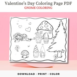 Valentine's Day Coloring Page Valentine's Day Gnome Coloring Kids ...
