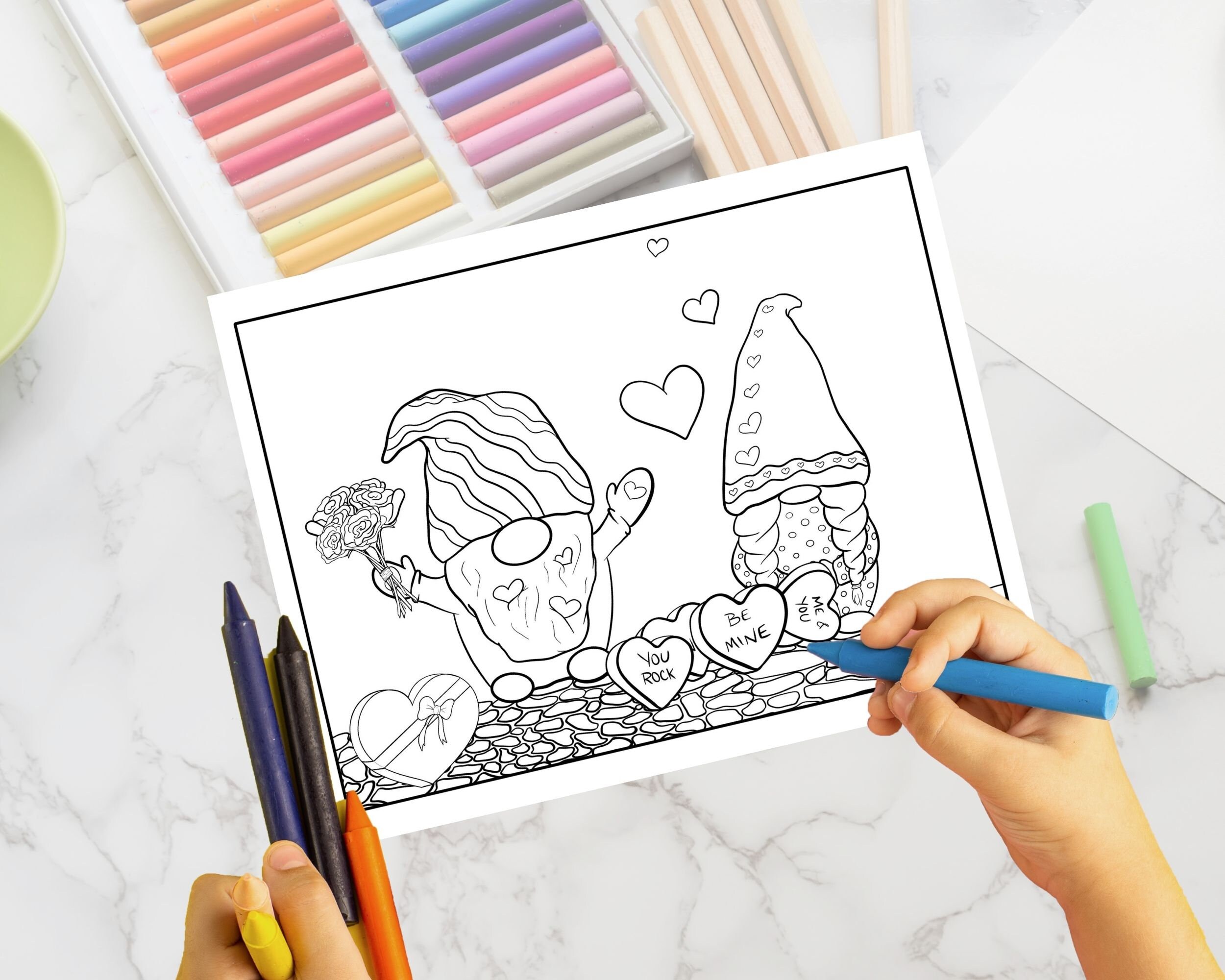 Valentine's Day Coloring Page Valentine's Day Gnome Coloring Kids ...