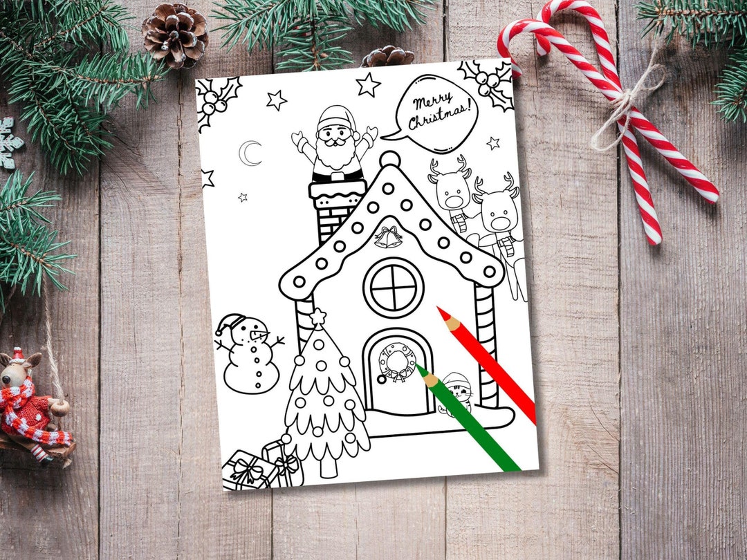 Kids Santa Coloring Page, Christmas Holiday Printable (PDF) - Etsy