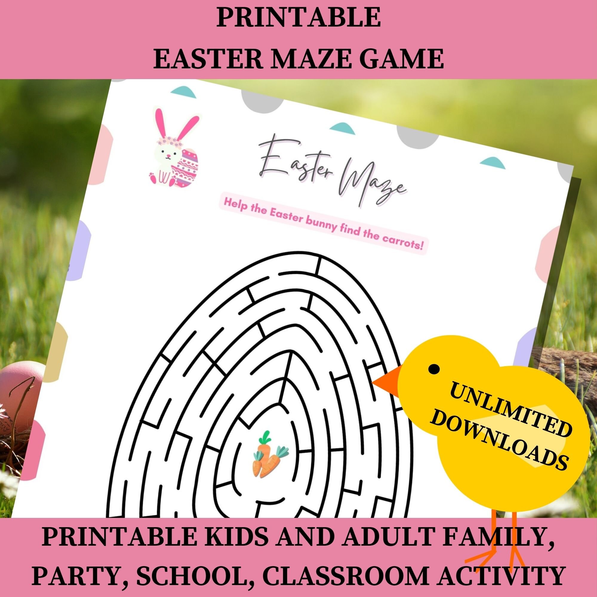 Printable Easter Bunny Maze – Family Activity, Classroom Game (PDF) - Etsy