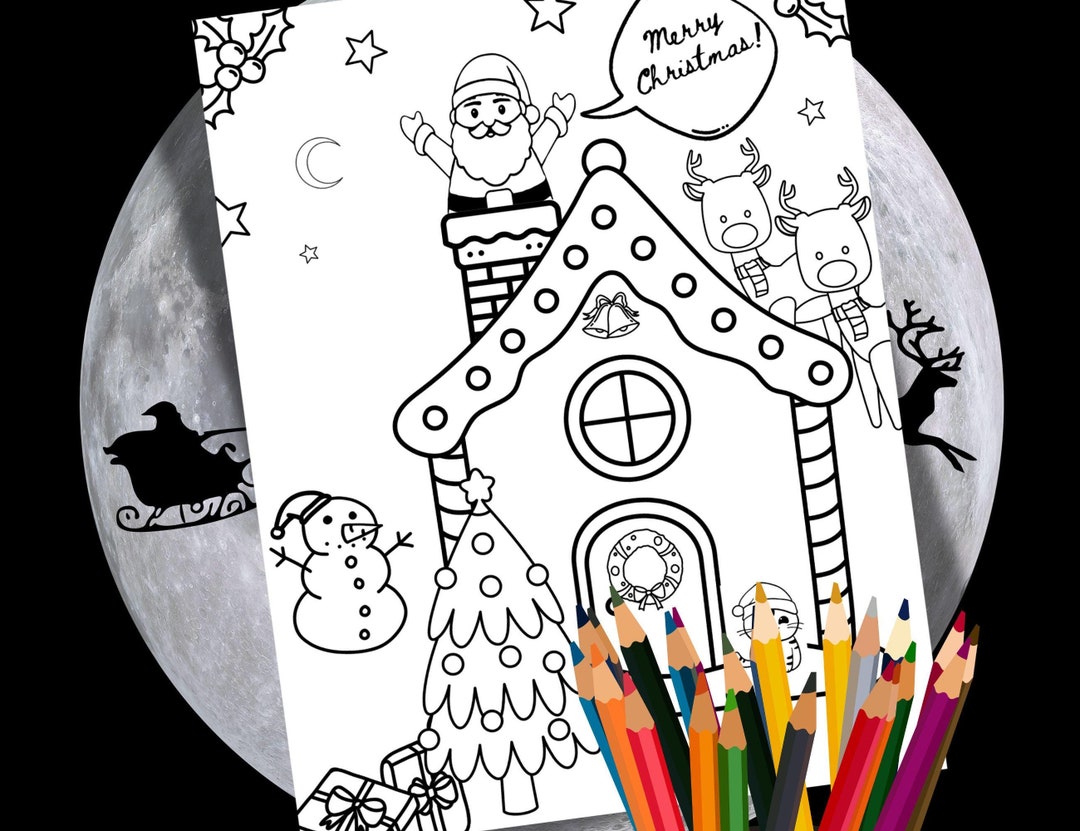 Kids Christmas Coloring Page With Santa, Preschool Christmas Activity ...