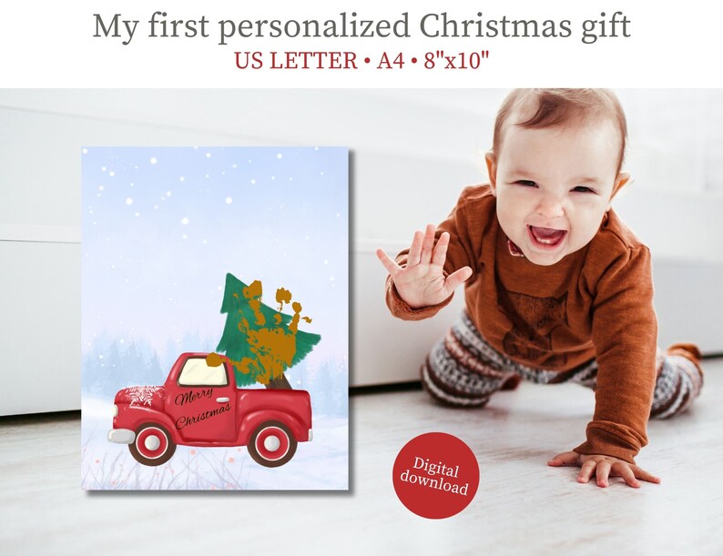 Baby Christmas Handprint Art, Baby First Christmas Handprint Gift ...
