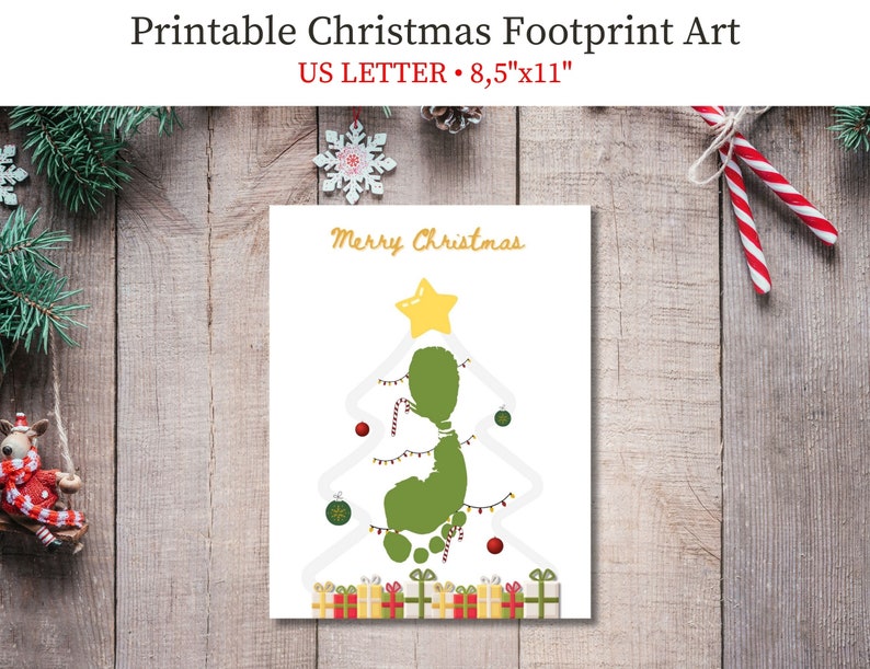 Baby Footprint Art, Baby Footprint Christmas Gift, Newborn Christmas ...