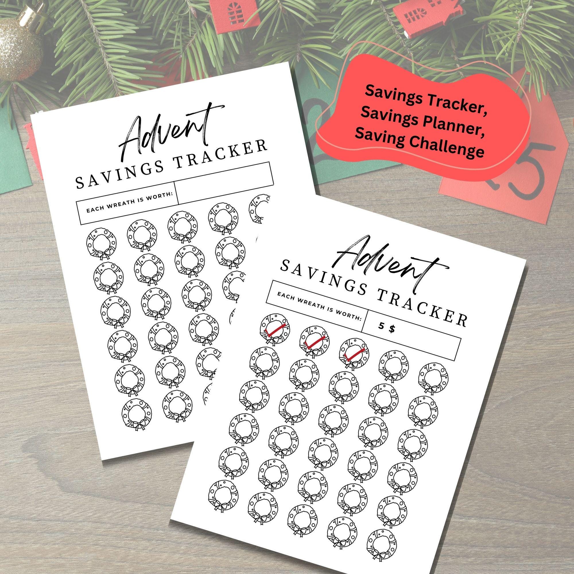 Advent Savings Tracker Printable PDF, Savings Goal Tracker, Money ...